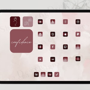 1000 Maroon APP ICON PACK for iPad Homescreen Customization | Ios 16 ...