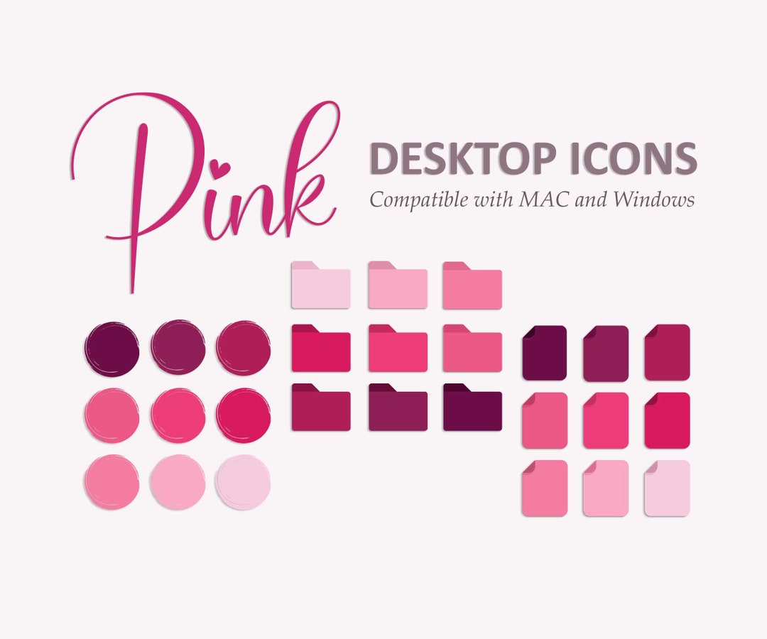 27 Pretty PINK Desktop Icons for MAC and WINDOWS Desktop Customization ...