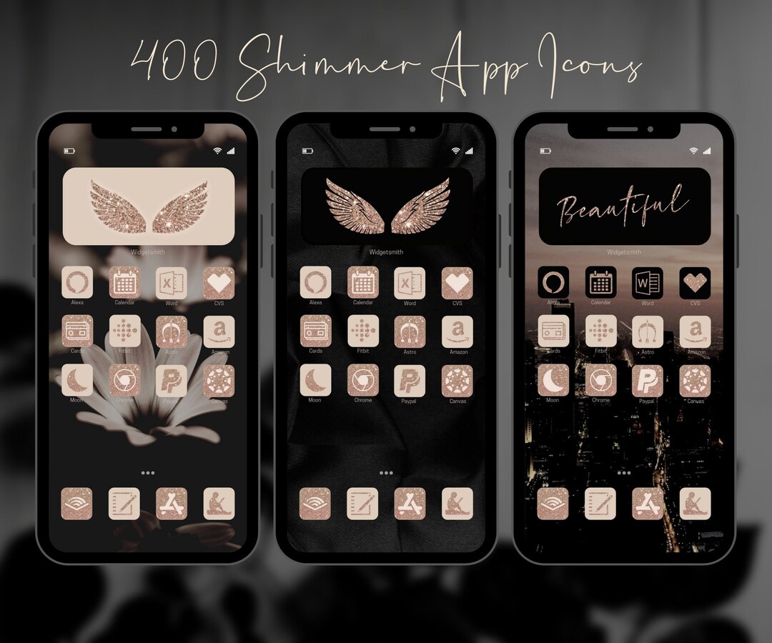 400 Shimmer App Icons for Ios 14, 54 Widget Quotes and 8 Bonus ...
