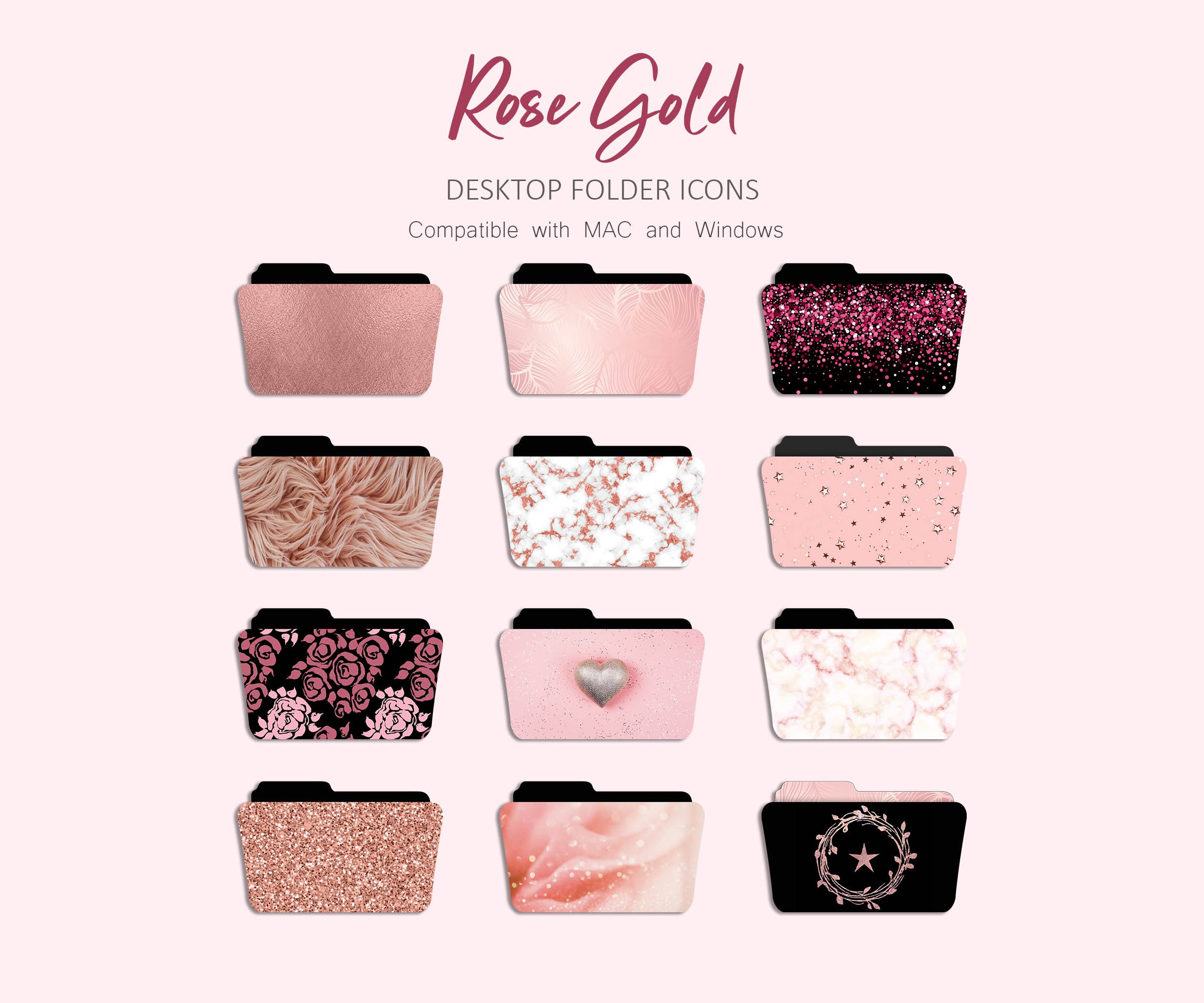 Aesthetic Rose Gold Desktop Folder Icons Windows Folders Icon Rose Gold ...