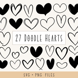 Heart Doodles SVG Pack Heart SVG, PNG Cut Files for Cricut 27 Hand ...