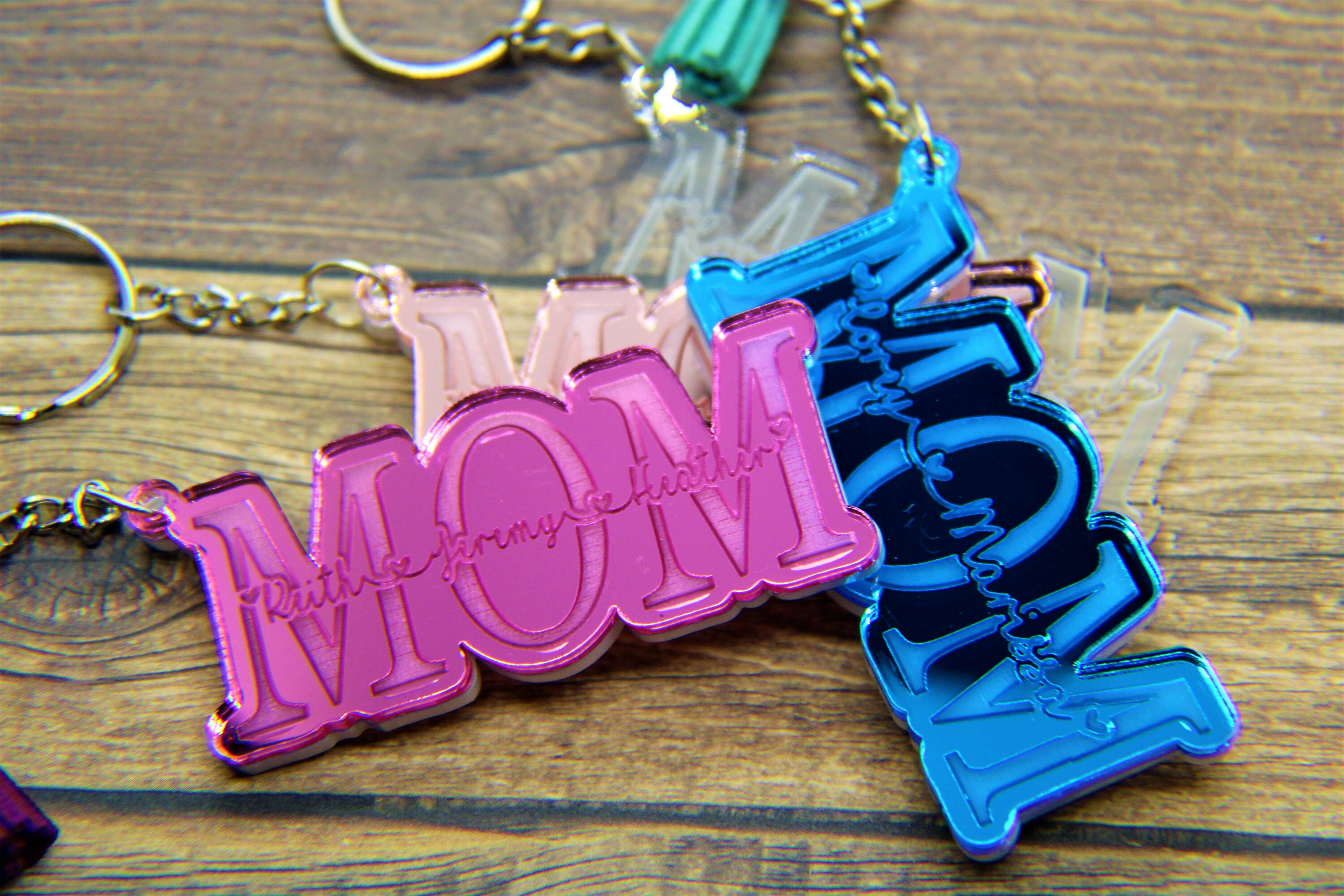 Mirrored Acrylic Keychains Acrylic Keychains Mom Keychains - Etsy