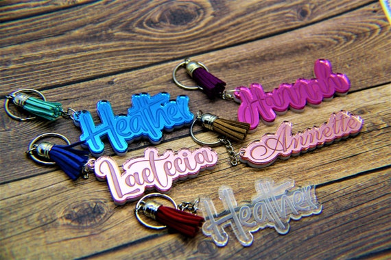 Mirrored Acrylic Keychains Acrylic Keychains Name | Etsy
