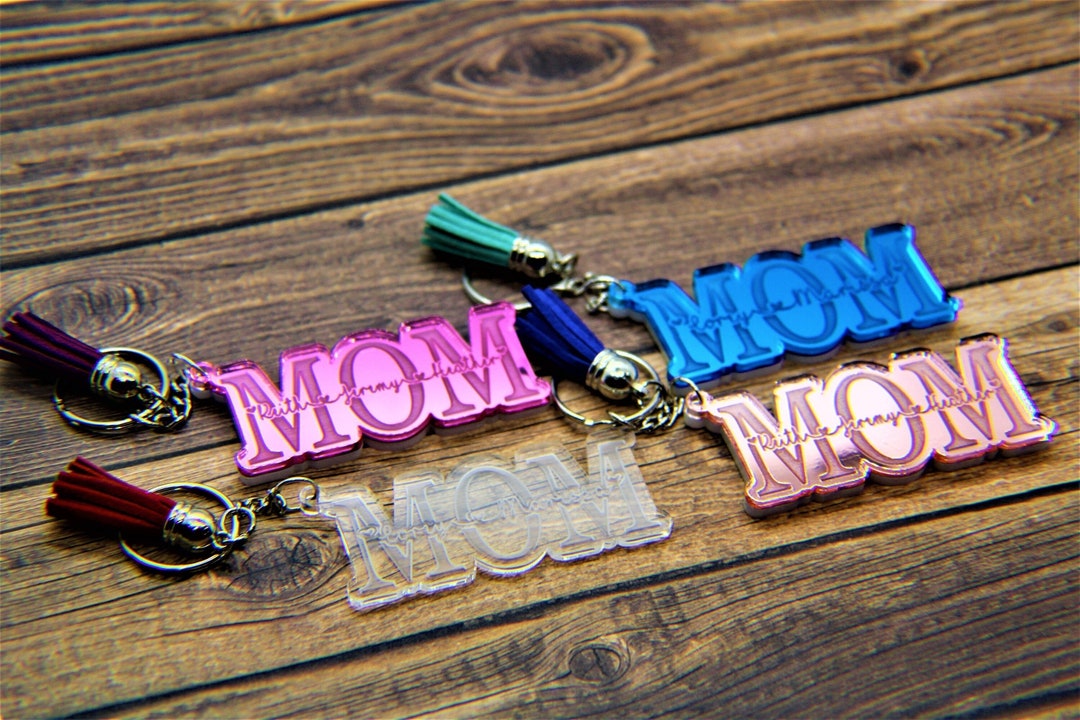 Mirrored Acrylic Keychains Acrylic Keychains Mom Keychains - Etsy
