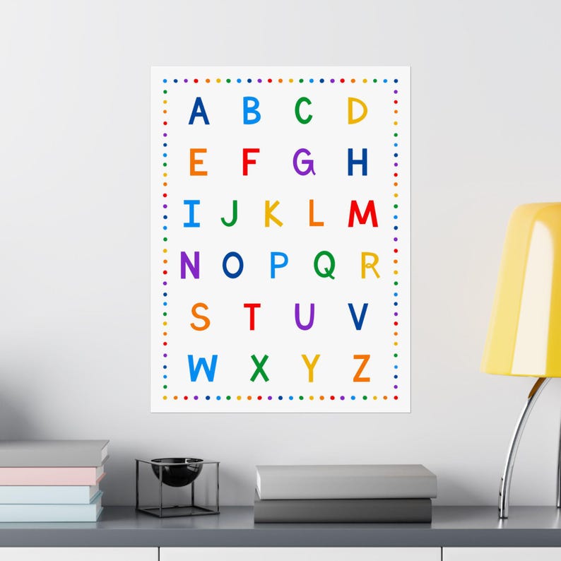 Colorful Alphabet Poster for Kids' Rooms, Educational Decor, Learning ...