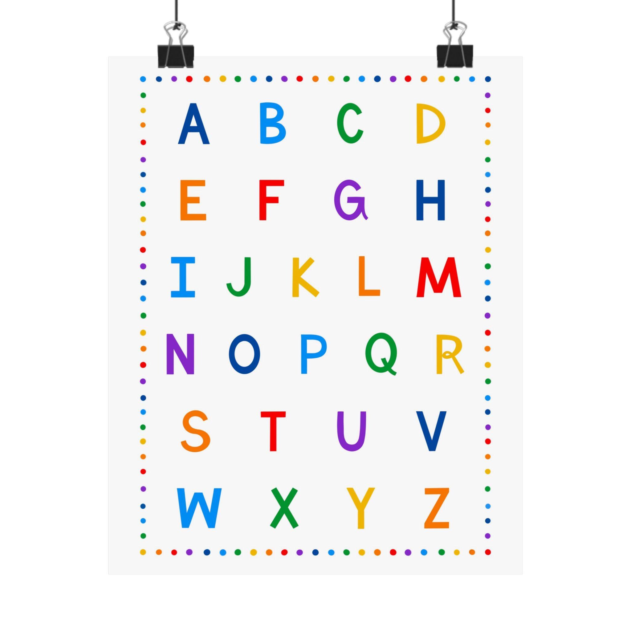 Colorful Alphabet Poster for Kids' Rooms, Educational Decor, Learning ...