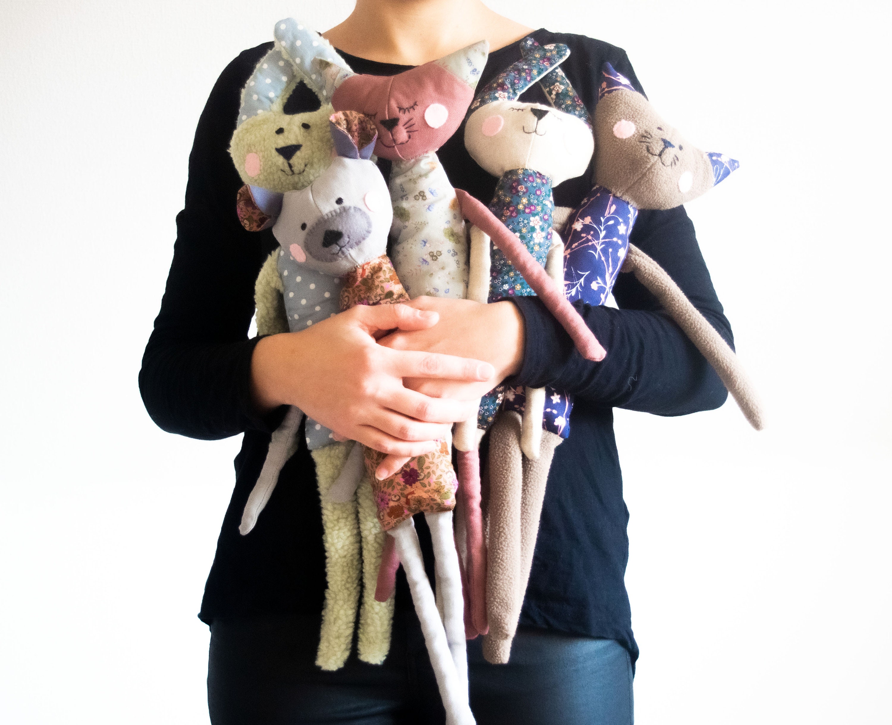 Cat Sewing Pattern and Tutorial , DIY Project, Animal Plushie Pattern ...