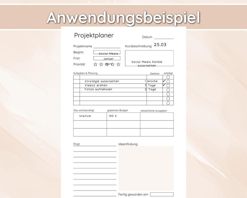 Digital Project Planner | PDF Template for Project Management | A4 ...