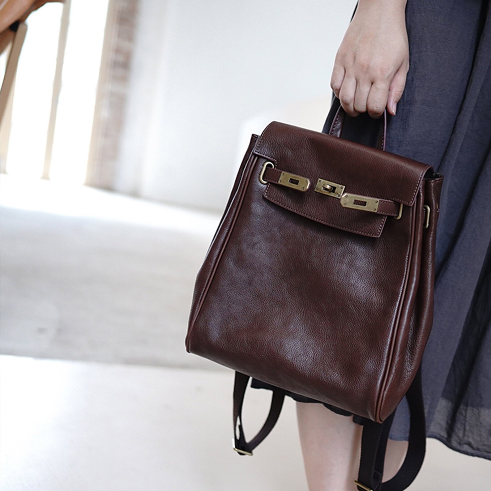 Women Leather Small Backpack/leather Backpack | Etsy