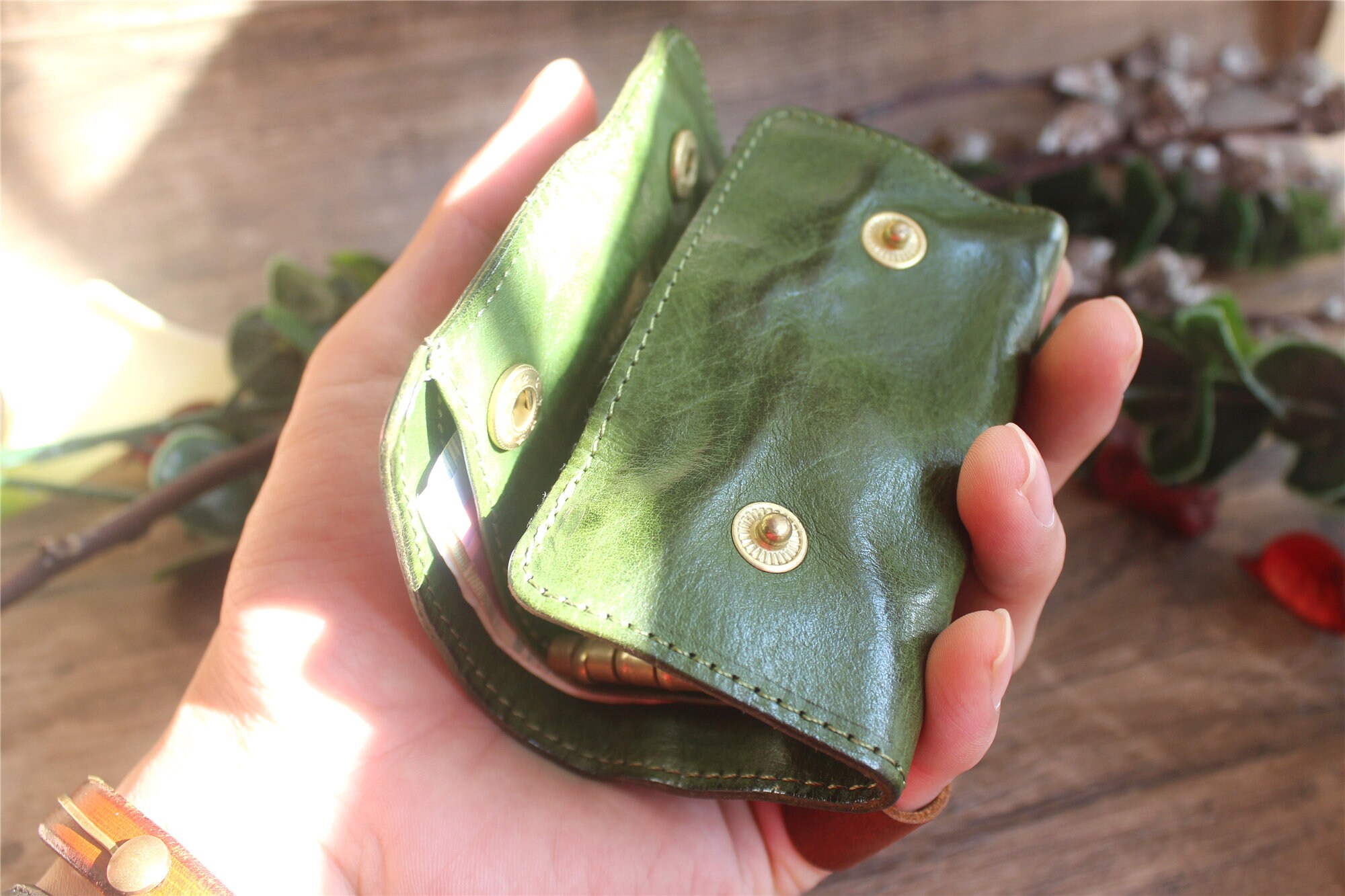 Leather key holder Cash Coin and Keyring Pouch Key Wallet | Etsy