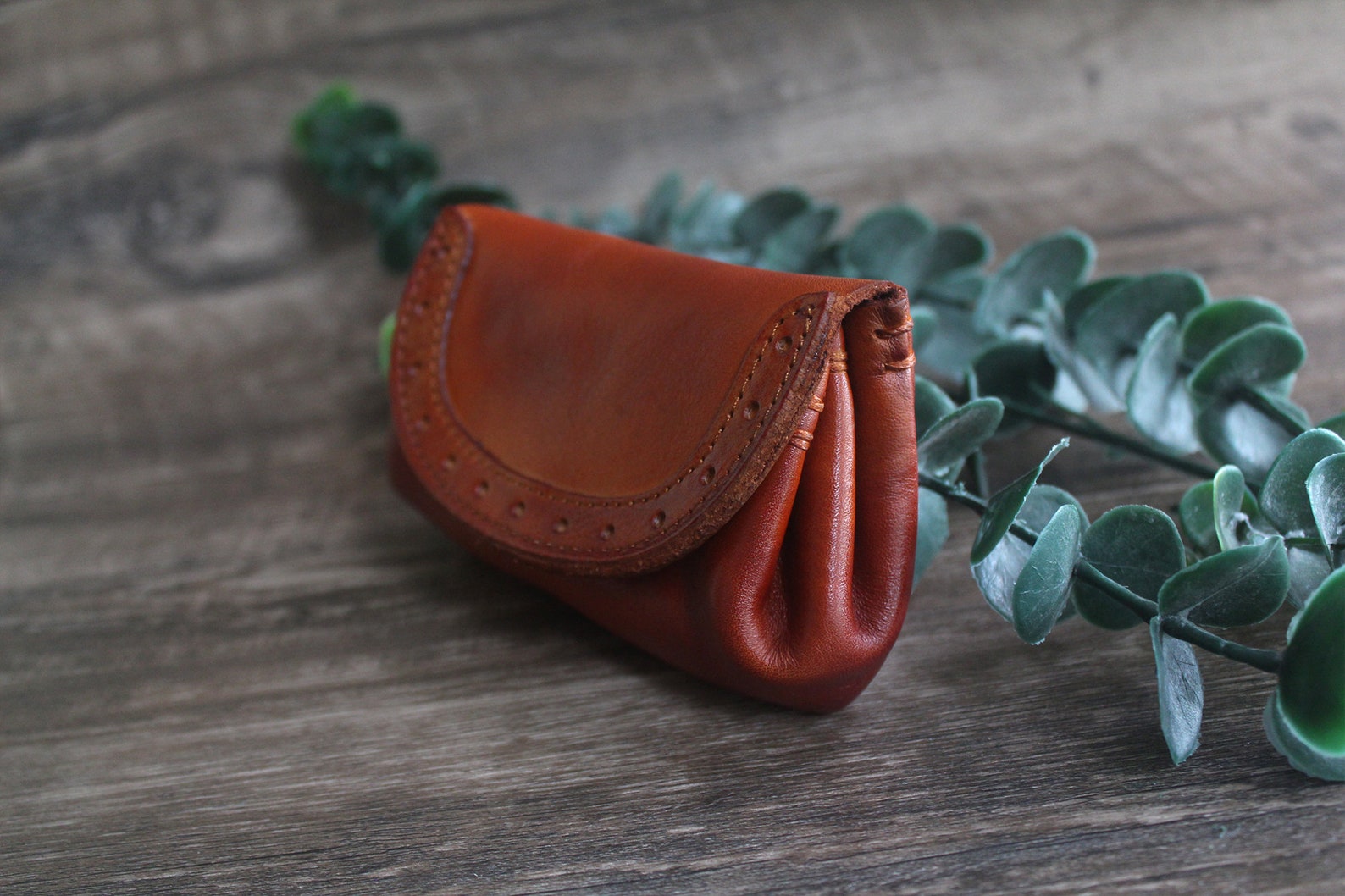 Yellow Brown Leather Coin Purse Personalized Change Purse Gift - Etsy