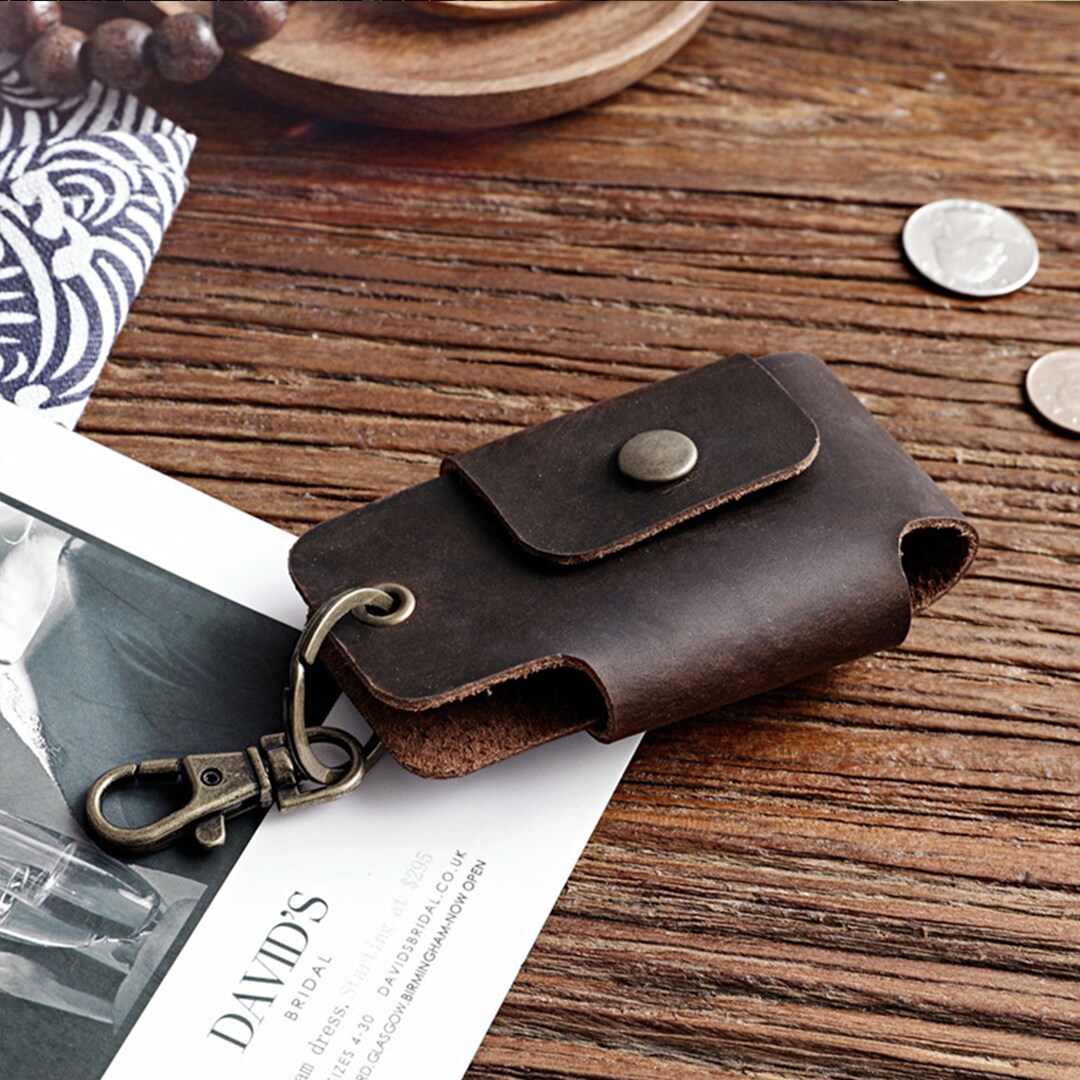 Car Key Case Leather Car Key Holder/dark Brown Small Leather Pouch Car ...