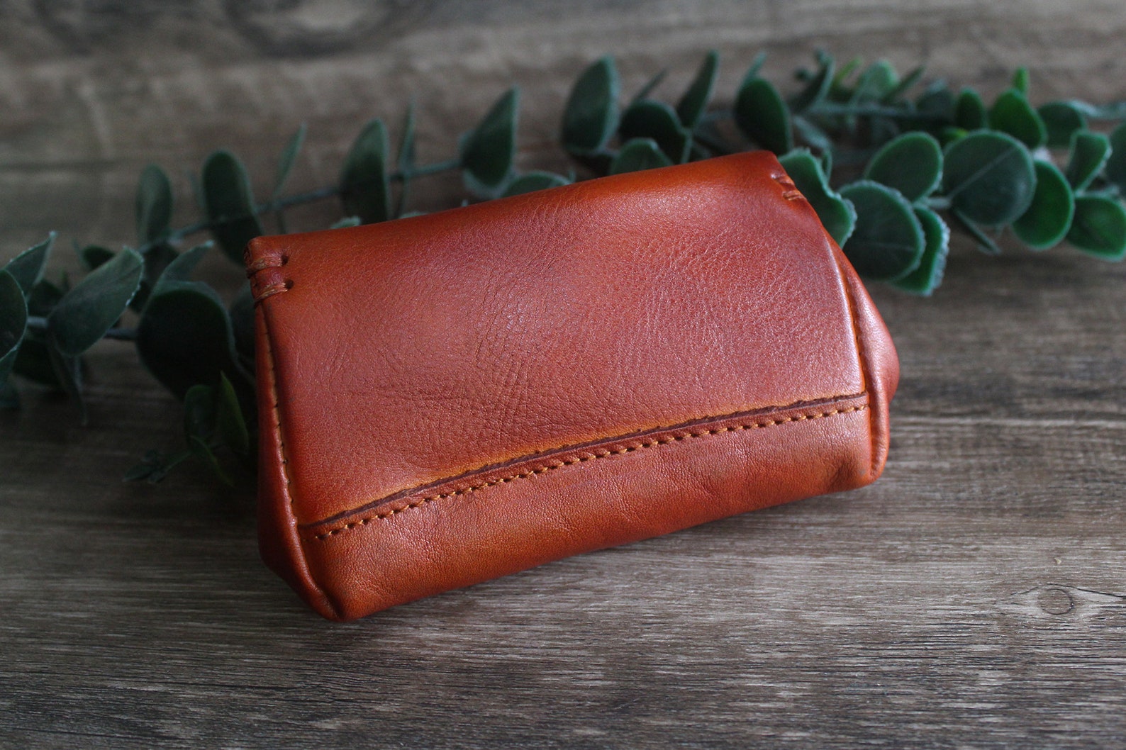 Yellow Brown Leather Coin Purse Personalized Change Purse Gift - Etsy