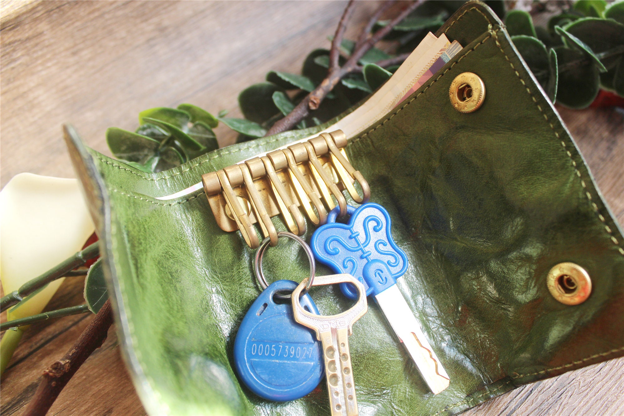 Leather key holder Cash Coin and Keyring Pouch Key Wallet | Etsy