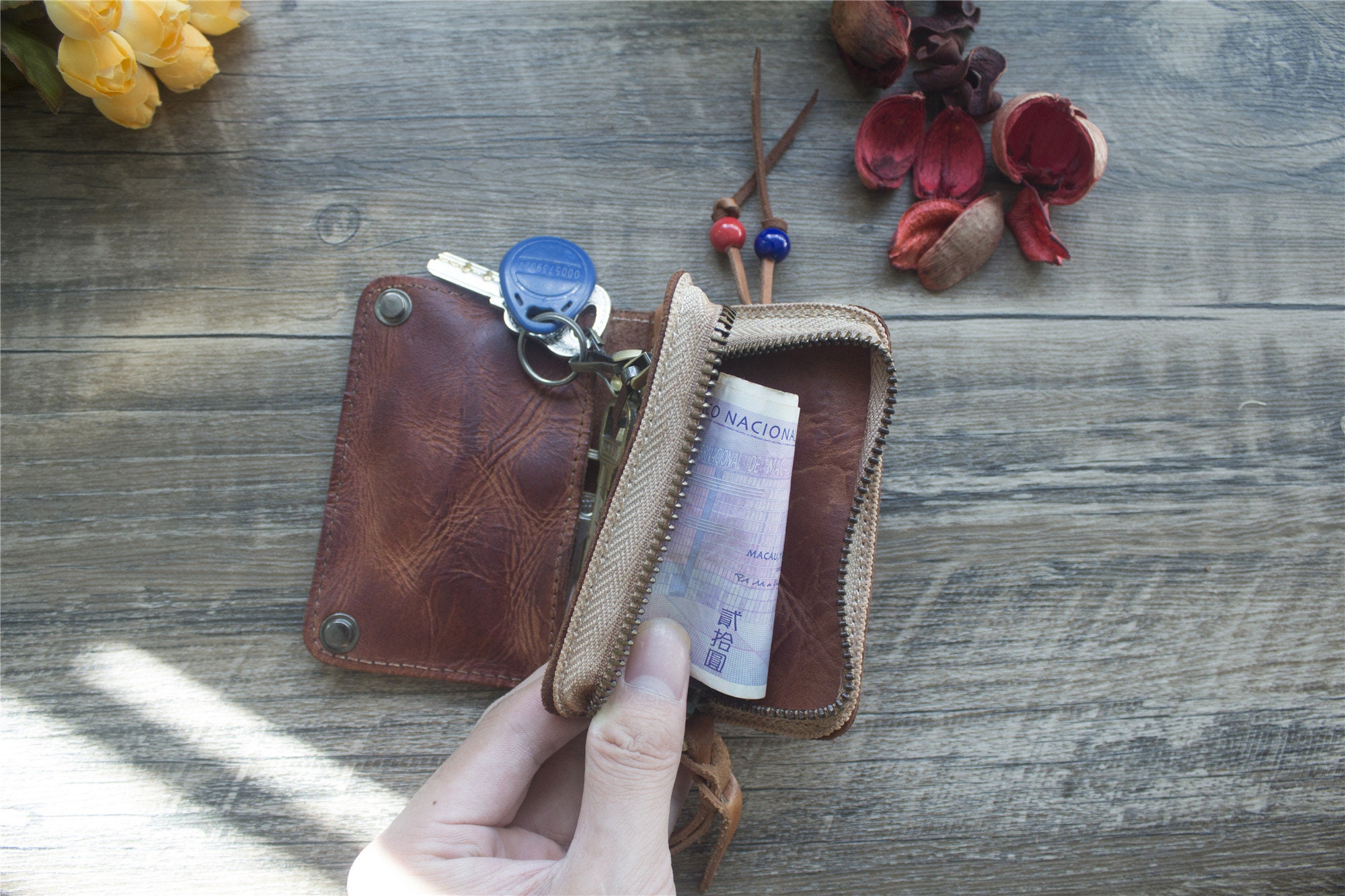 Leather Key Wallet for Women or Men Key Holder Key Case - Etsy UK