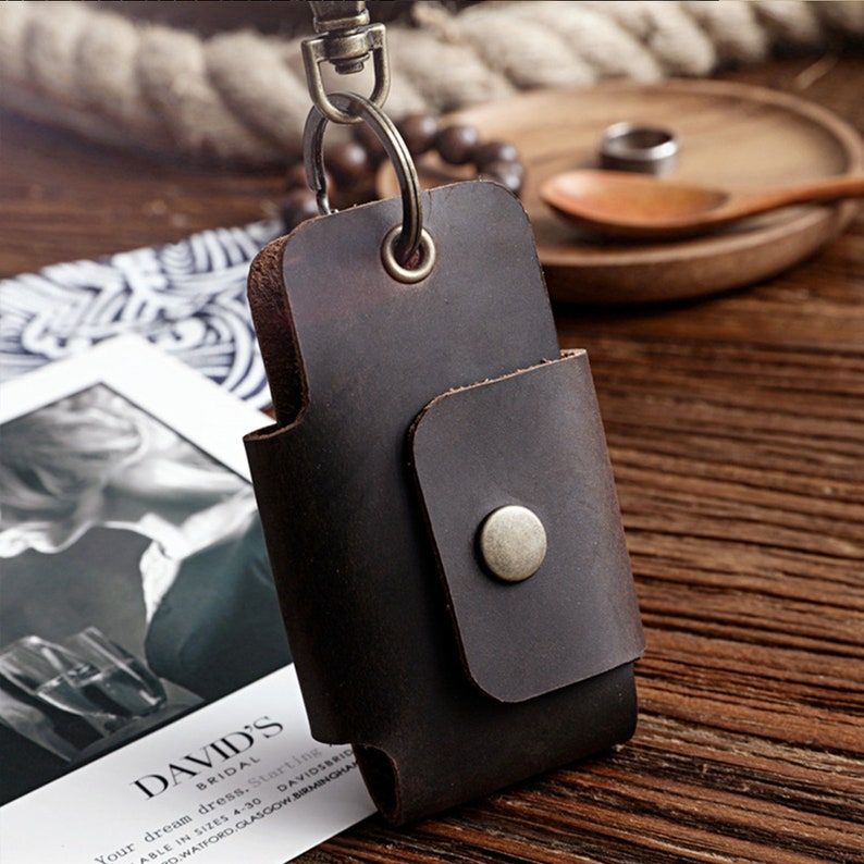 Car Key Case Leather Car Key Holder/dark Brown Small Leather - Etsy