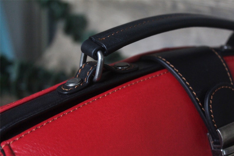 Red Leather Doctors Bag Satchel Vintage Bag for Women Shoulder | Etsy