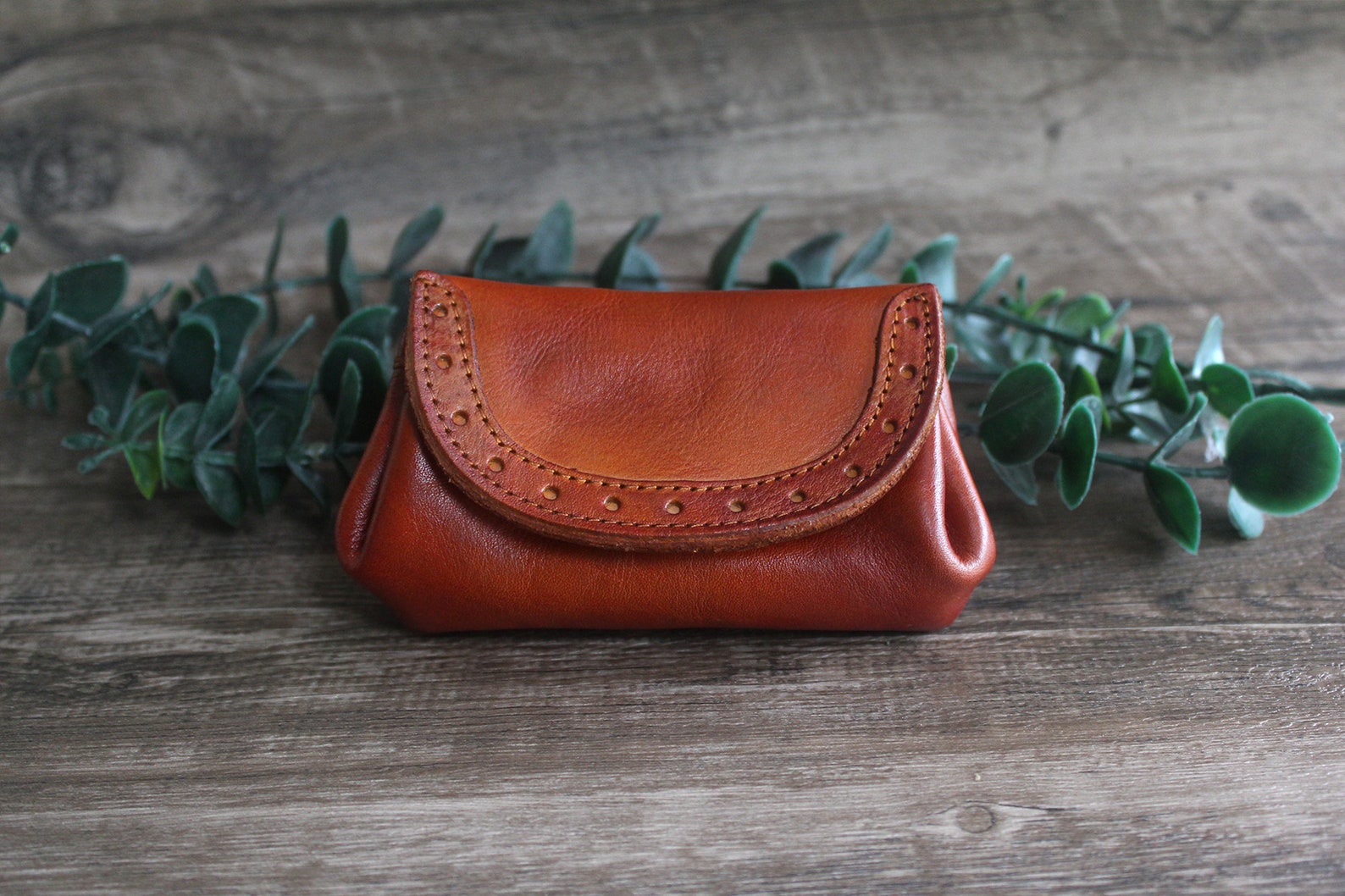 Yellow Brown Leather Coin Purse Personalized Change Purse Gift - Etsy
