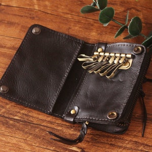 Black Leather Key Wallet for Men Key Holder Key Case Vintage - Etsy