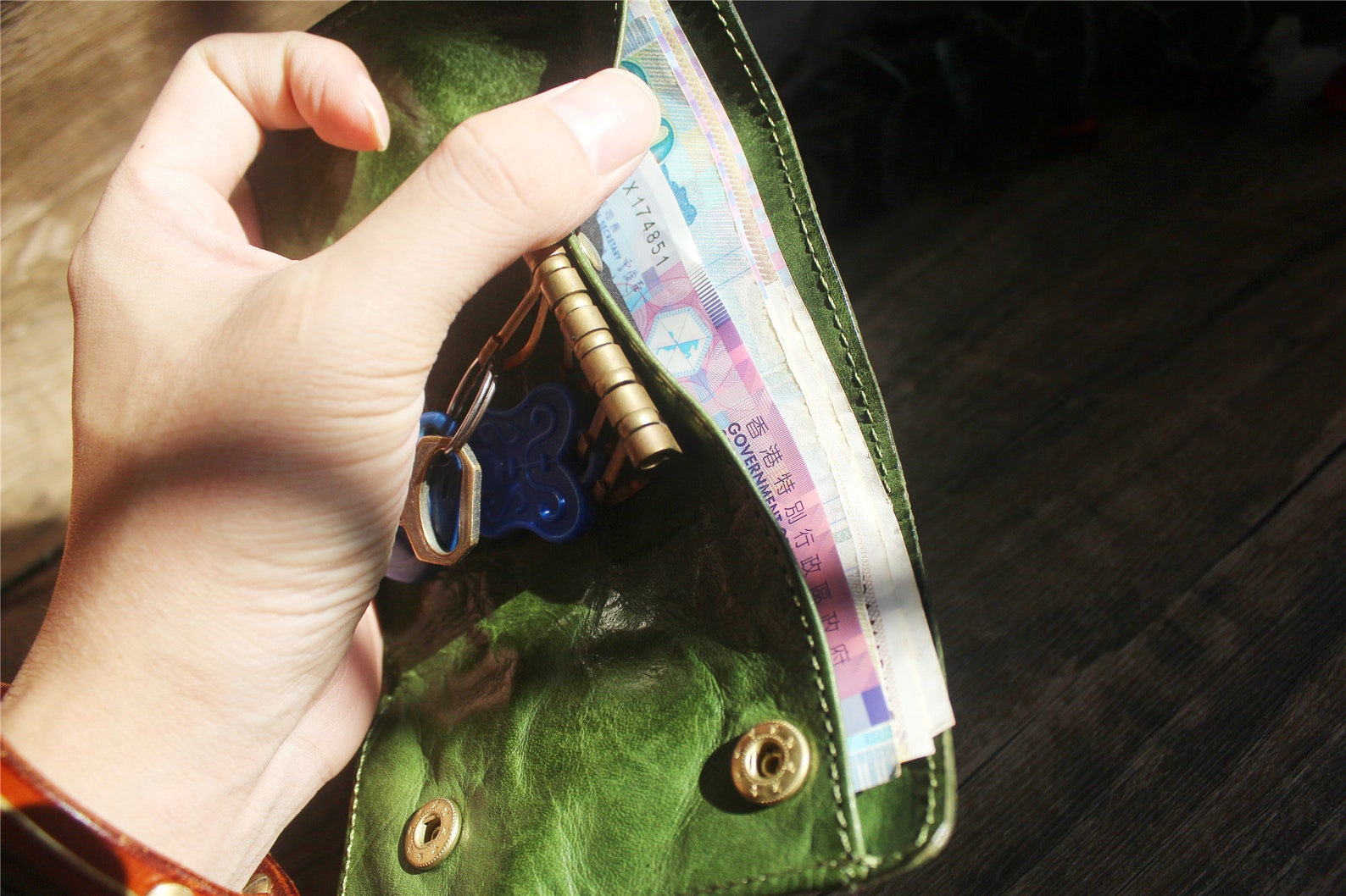 Leather key holder Cash Coin and Keyring Pouch Key Wallet | Etsy