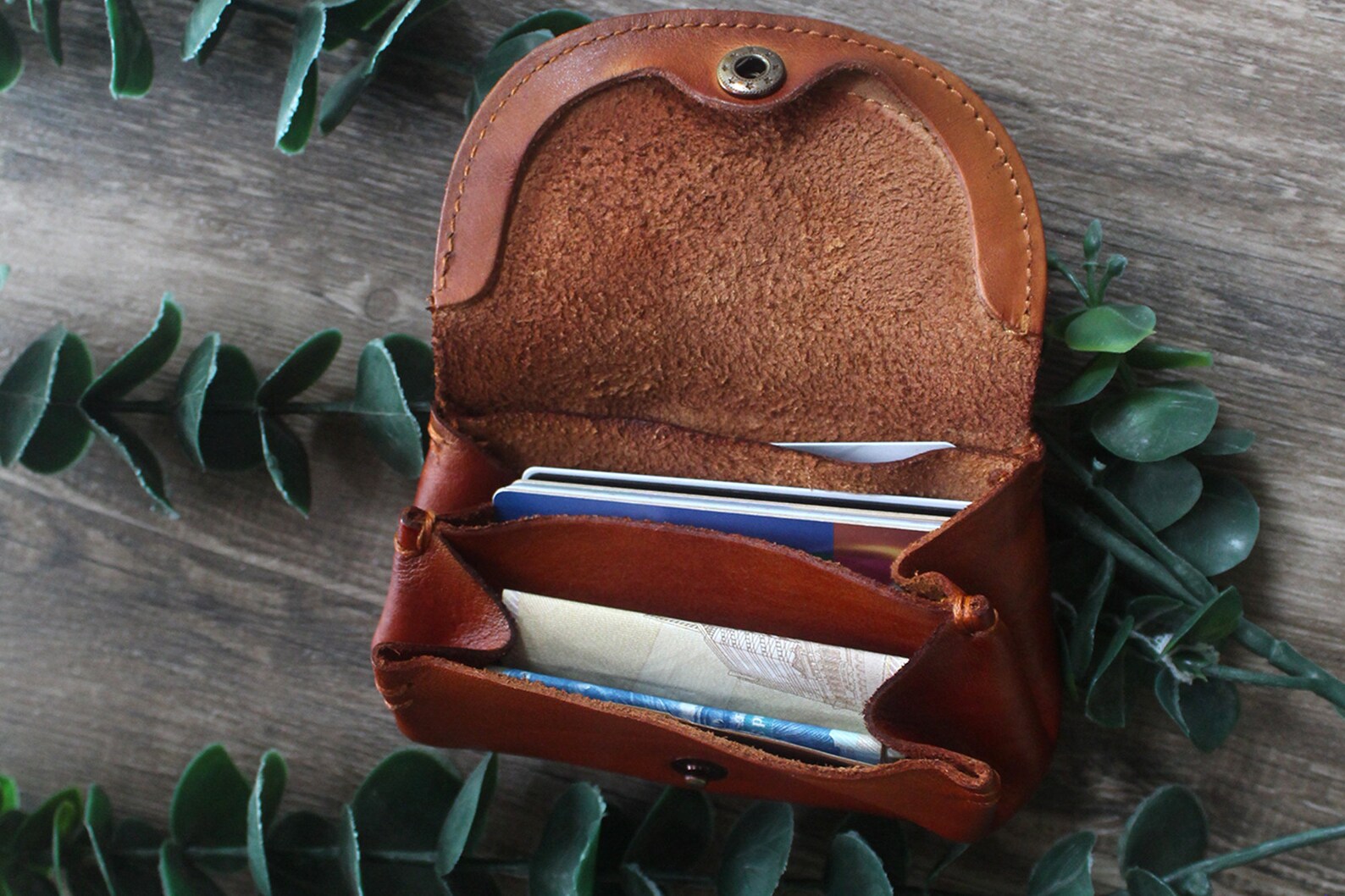 Yellow Brown Leather Coin Purse Personalized Change Purse Gift - Etsy