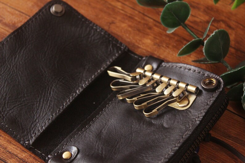 Black Leather Key Wallet for Men Key Holder Key Case Vintage - Etsy