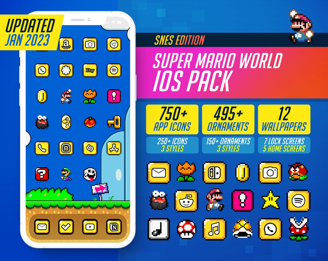 Super Mario World Custom Ios Theme Pack I Retro Game Theme - Etsy