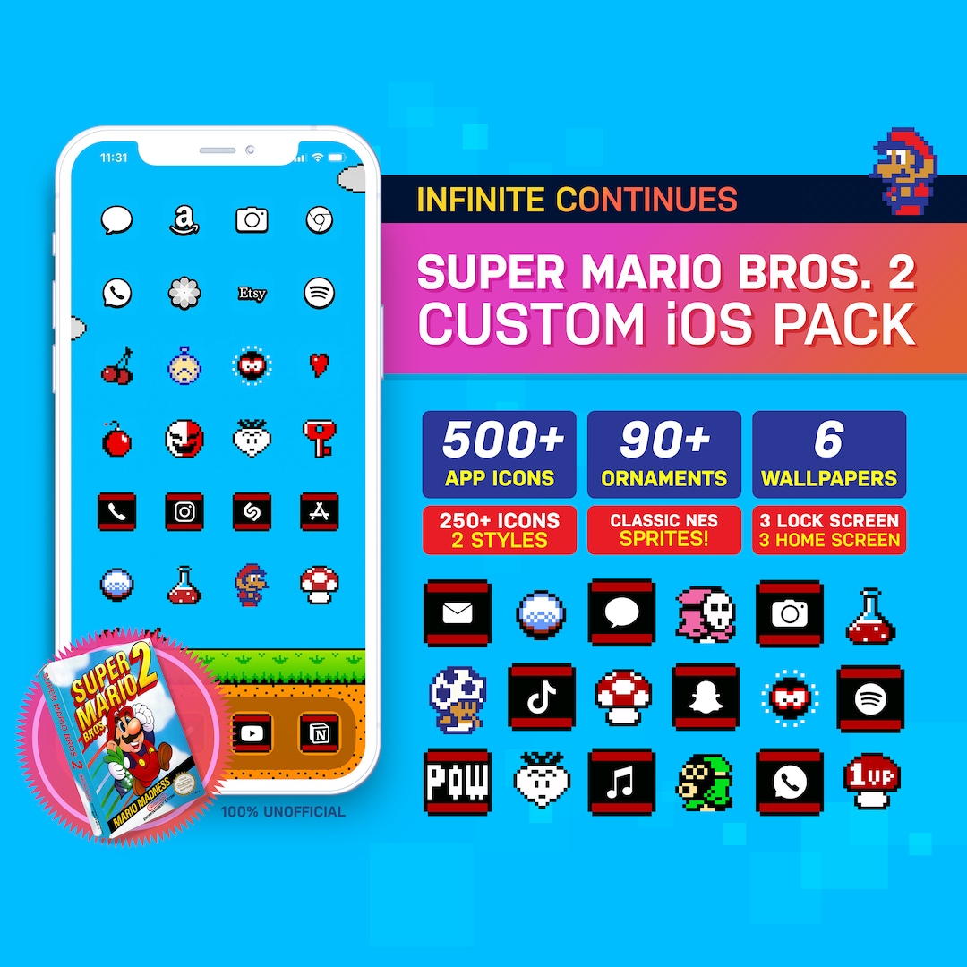 Super Mario Bros. 2 Custom Ios Theme Pack I Retro Game Theme | Custom ...