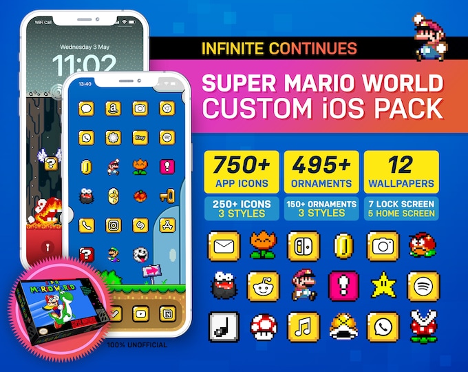 Super Mario World Custom Ios Theme Pack I Retro Game Theme | Custom App ...