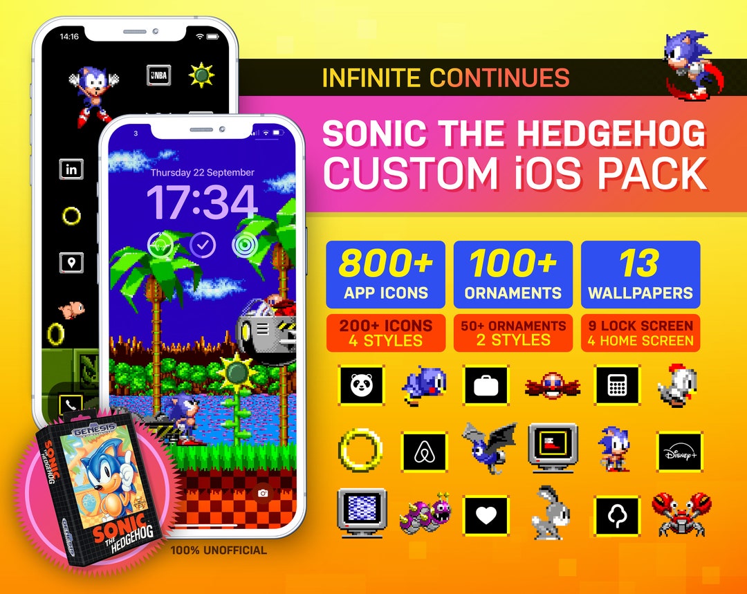 Sonic the Hedgehog Custom Ios Theme Pack Retro Game Theme - Etsy