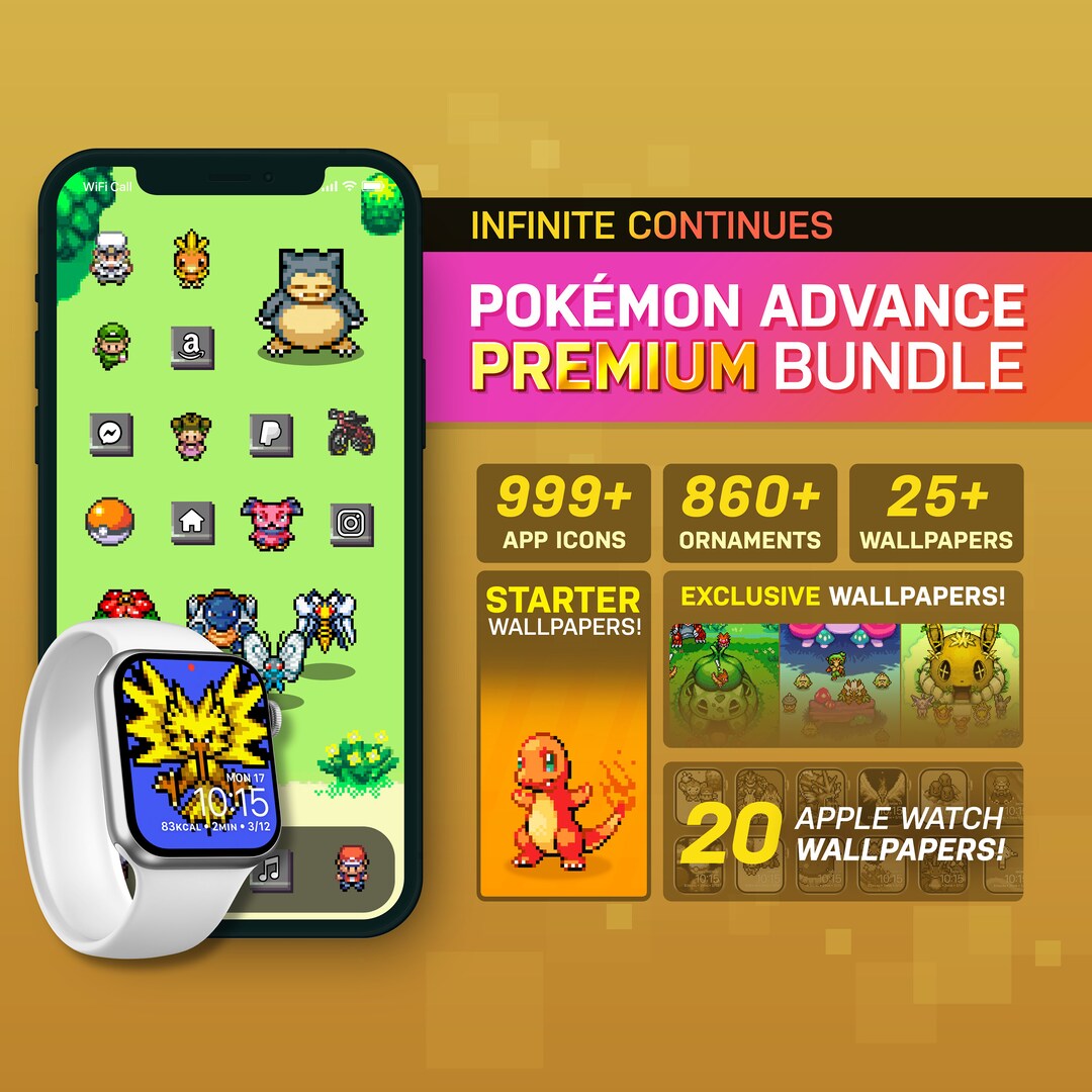 Pokémon Advance | PREMIUM Ios Theme Pack/apple Watch Wallpapers Bundle ...