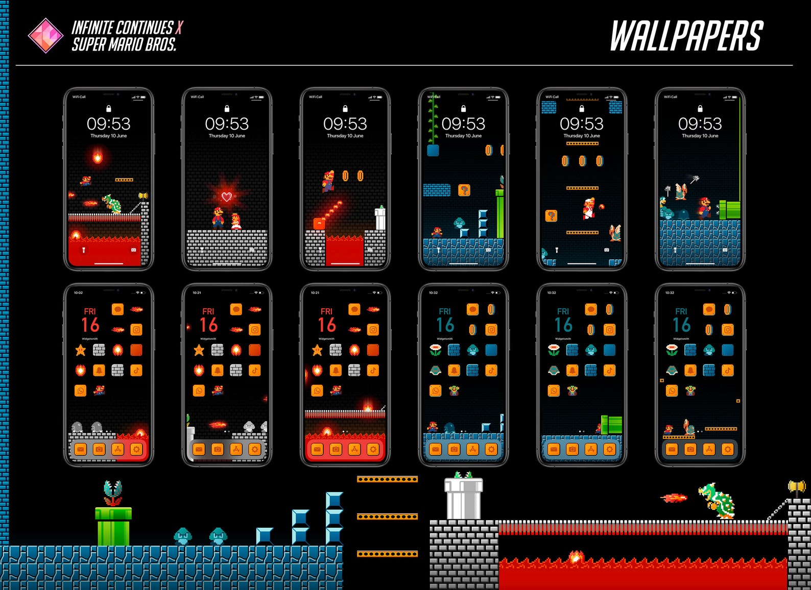 Super Mario Bros. Custom iOS Theme Pack Dark Edition Retro | Etsy