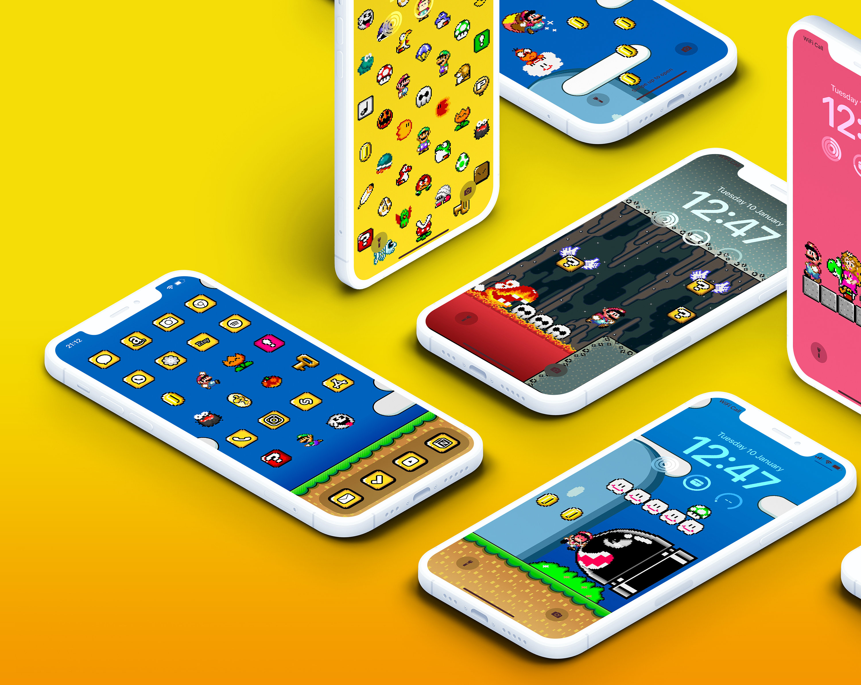 Super Mario World Custom Ios Theme Pack I Retro Game Theme | Custom App ...