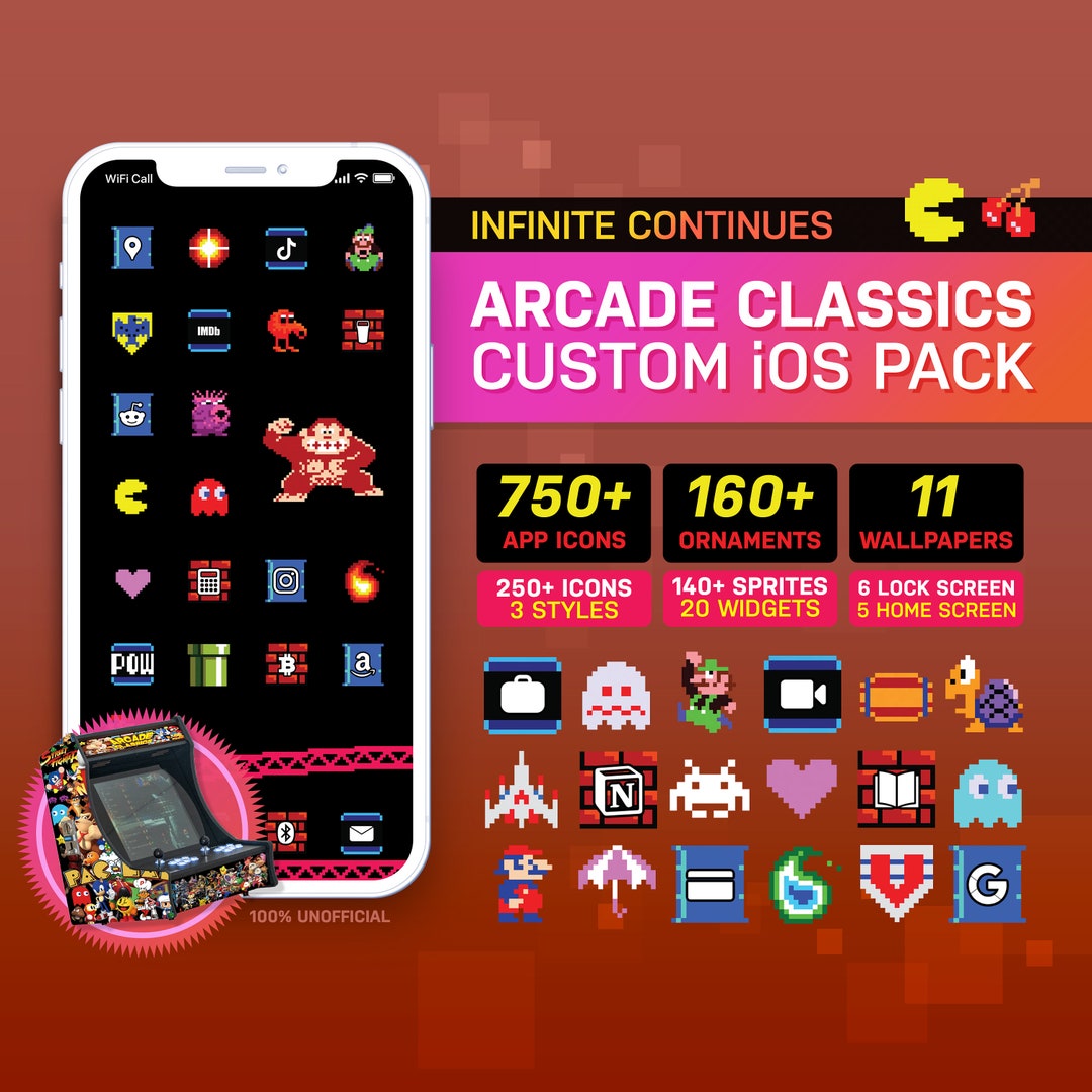 Arcade Classics Custom Ios Theme Pack I Retro Game Theme | Custom App ...