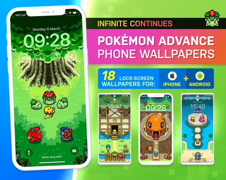 Pokemon 'advance' Custom Phone Wallpapers Ios & - Etsy