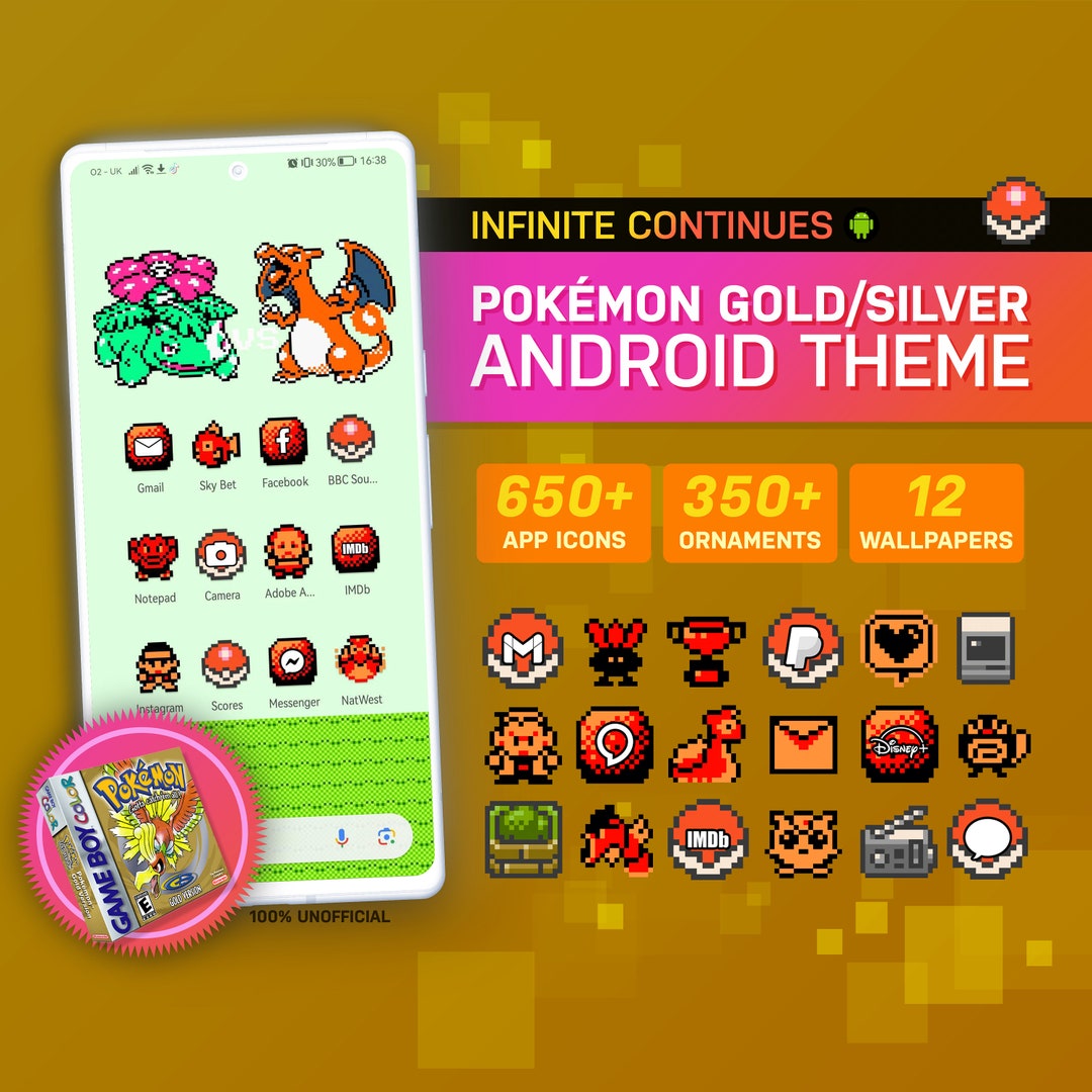 Pokemon Gold/silver Custom Android Theme Pack | Retro Game Theme ...