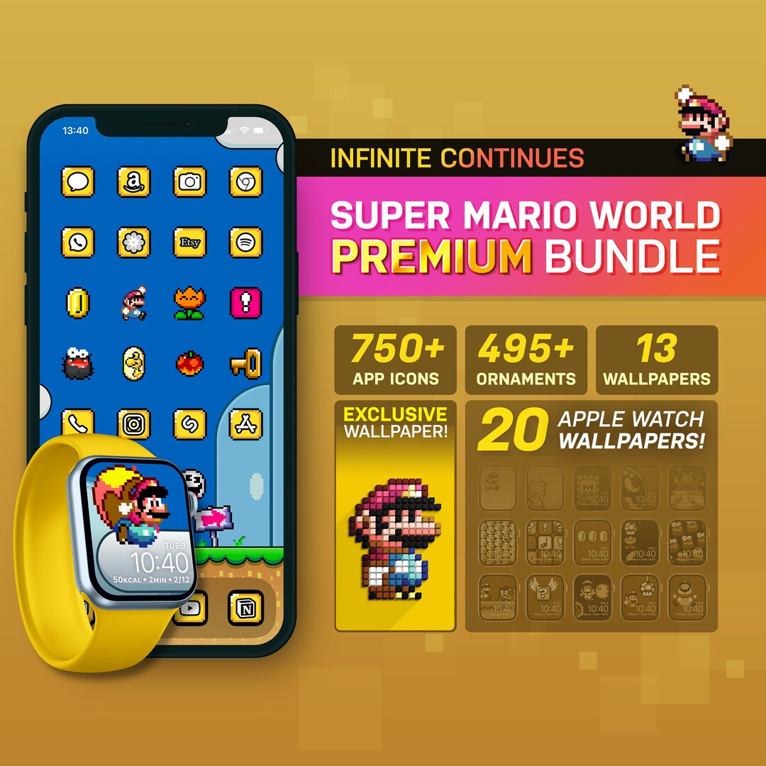 Super Mario World | PREMIUM BUNDLE Ios Theme Pack/apple Watch ...