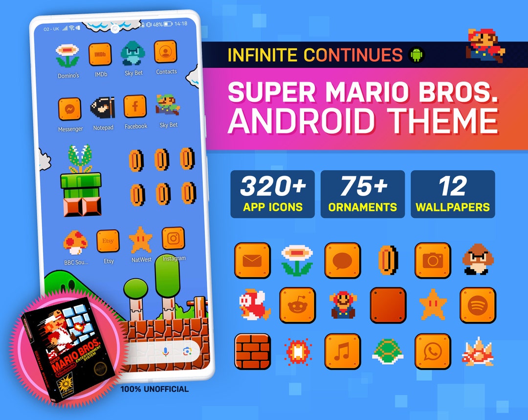 Super Mario Bros. Custom Android Theme Pack Retro Game Theme - Etsy