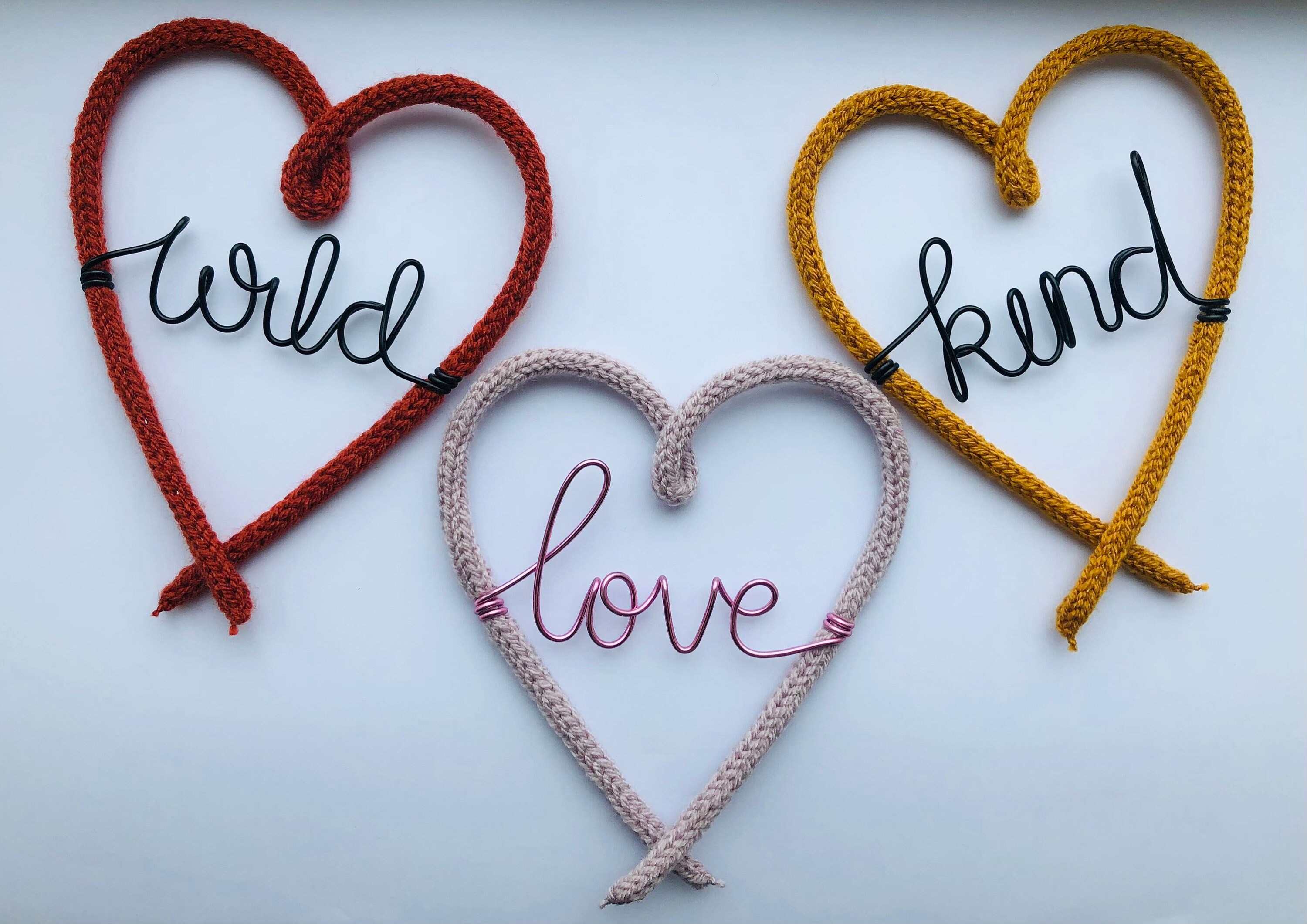 Personalised knitted wire hearts | Etsy
