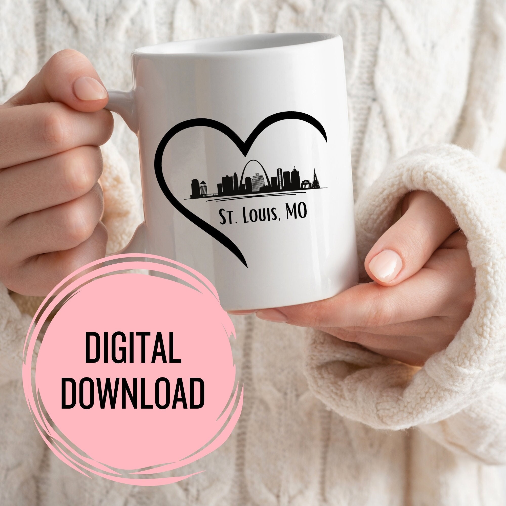 St. Louis, Missouri Love, Desk & Wall Art, City Skyline Heart, PDF SVG ...