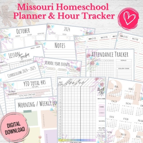 Homeschool CHRISTIAN Missouri Law Planner & Hour Tracker, PDF Instant ...