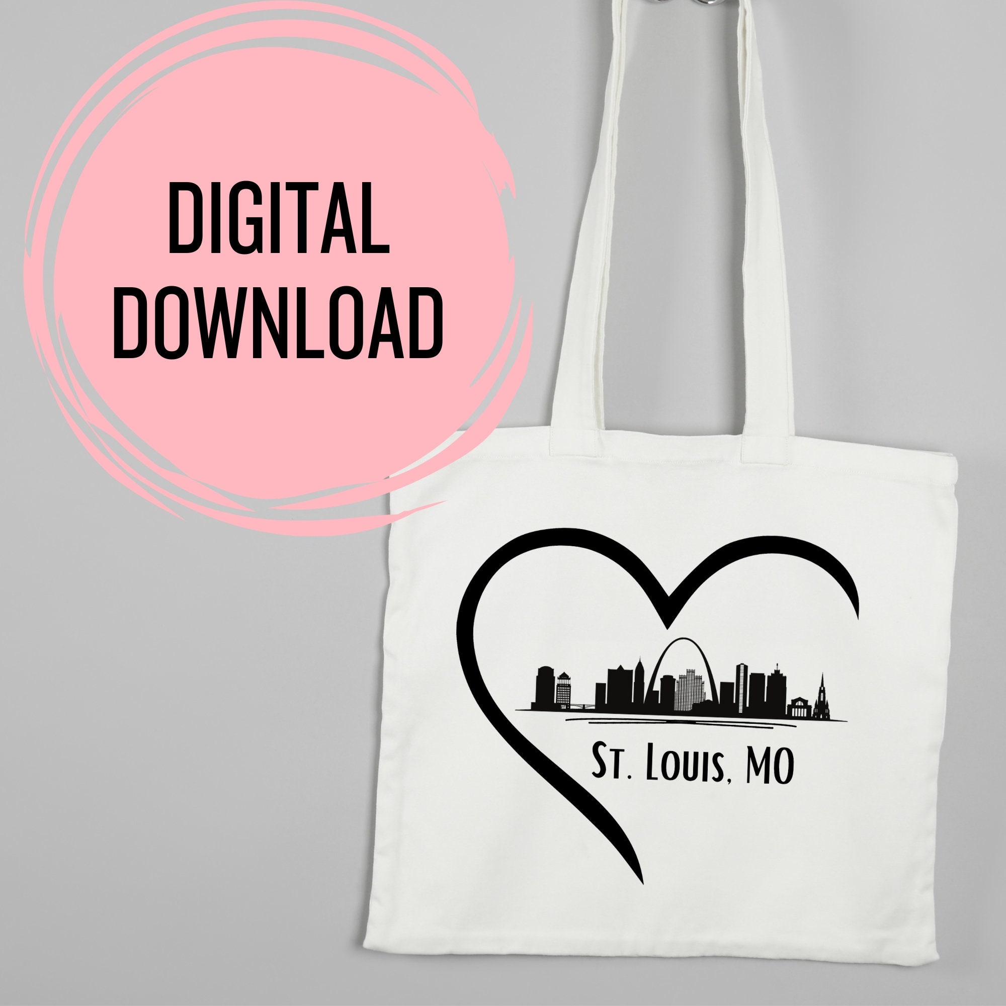 St. Louis, Missouri Love, Desk & Wall Art, City Skyline Heart, PDF SVG ...