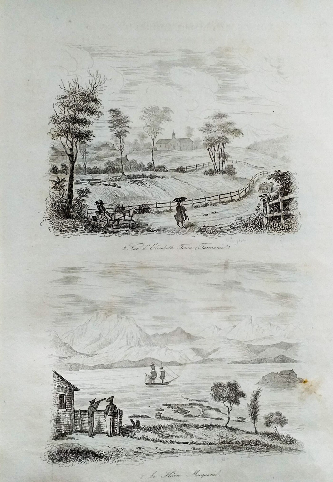 AUSTRALIA TASMANIA HOBART Elizabeth Convicts Original-1835-antique ...