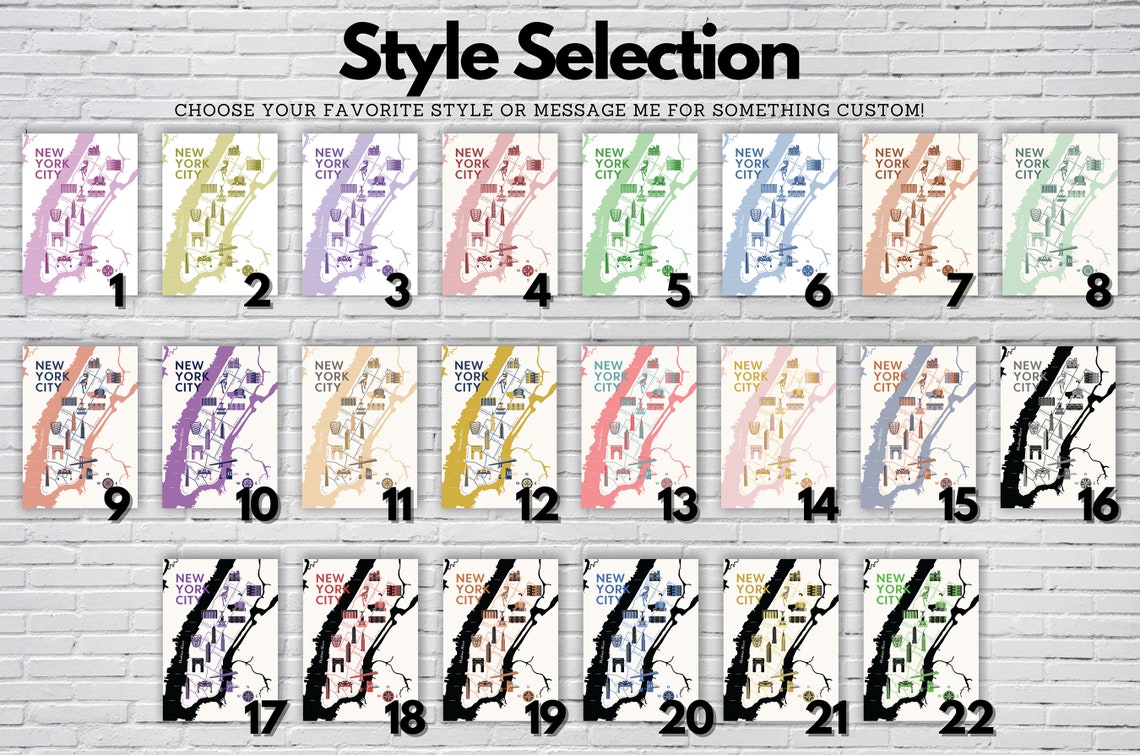 Custom New York City Map Art Print Map of Manhattan Poster NYC Moving ...