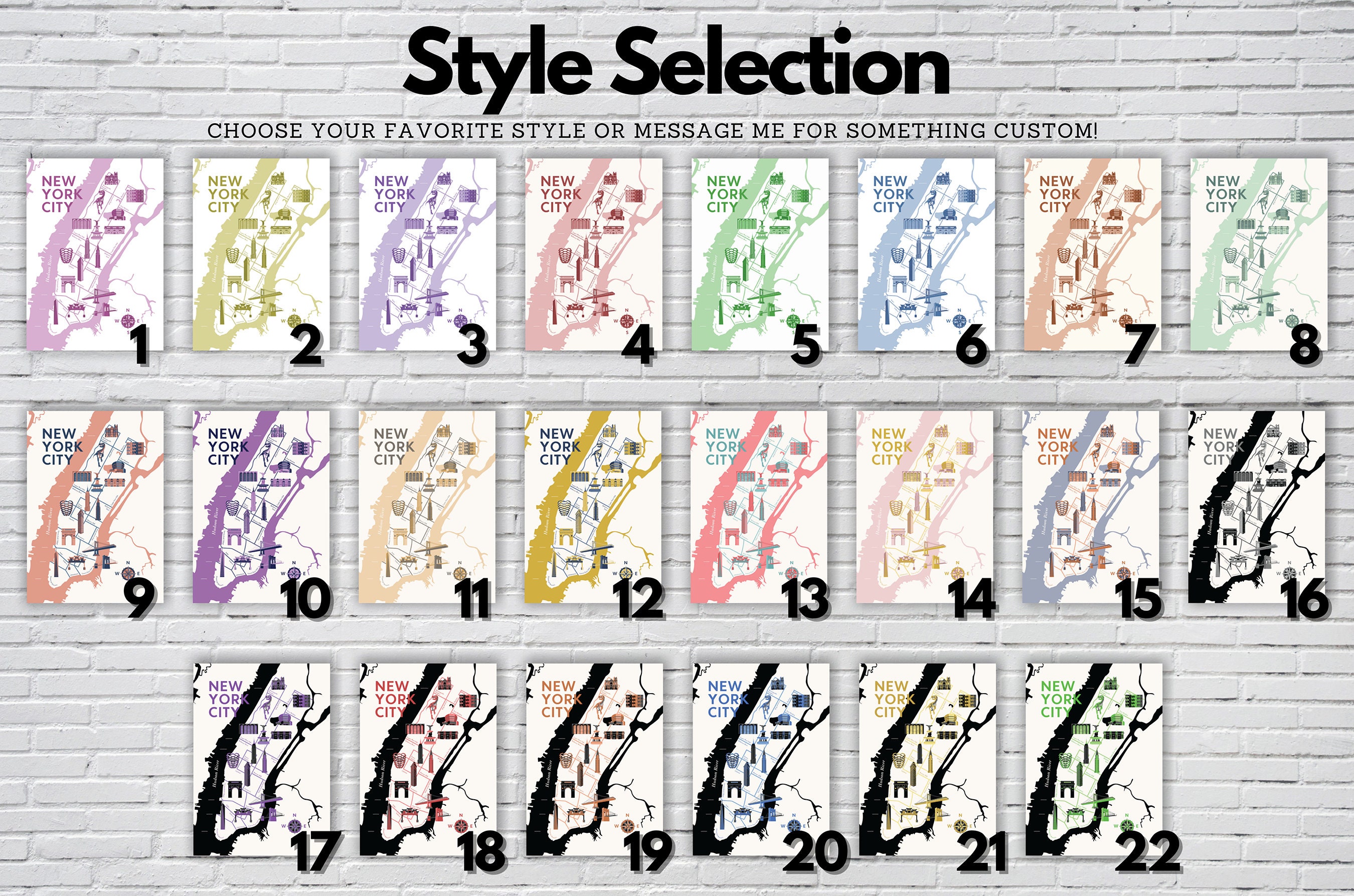 Custom New York City Map Art Print Map of Manhattan Poster NYC Moving ...