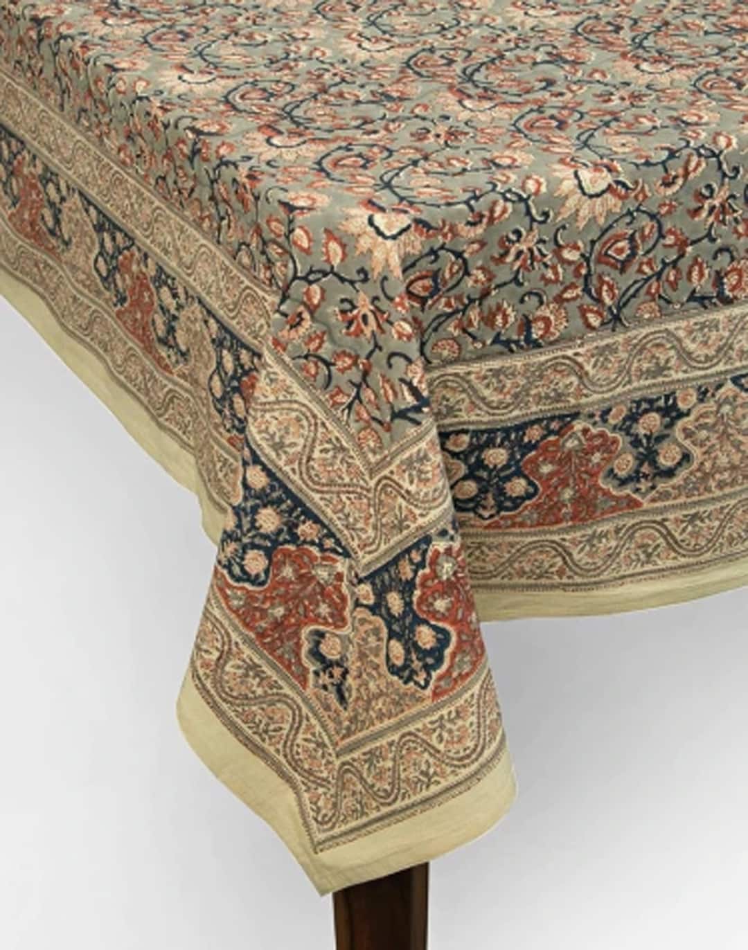 Buy Indian Tablecloth, Table Cover, Block Printed Table Cloth, Indian ...