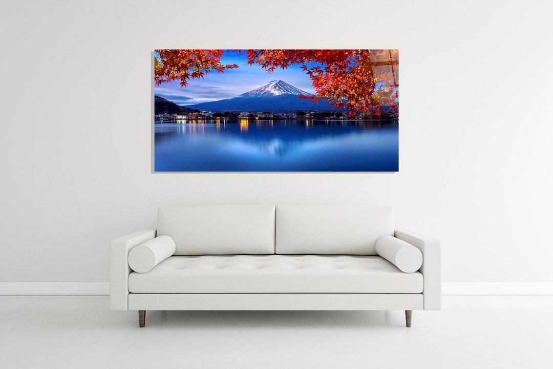Mount Fuji Panorama Wall Art, Asian Nature Painting, Panoramic Japanese ...