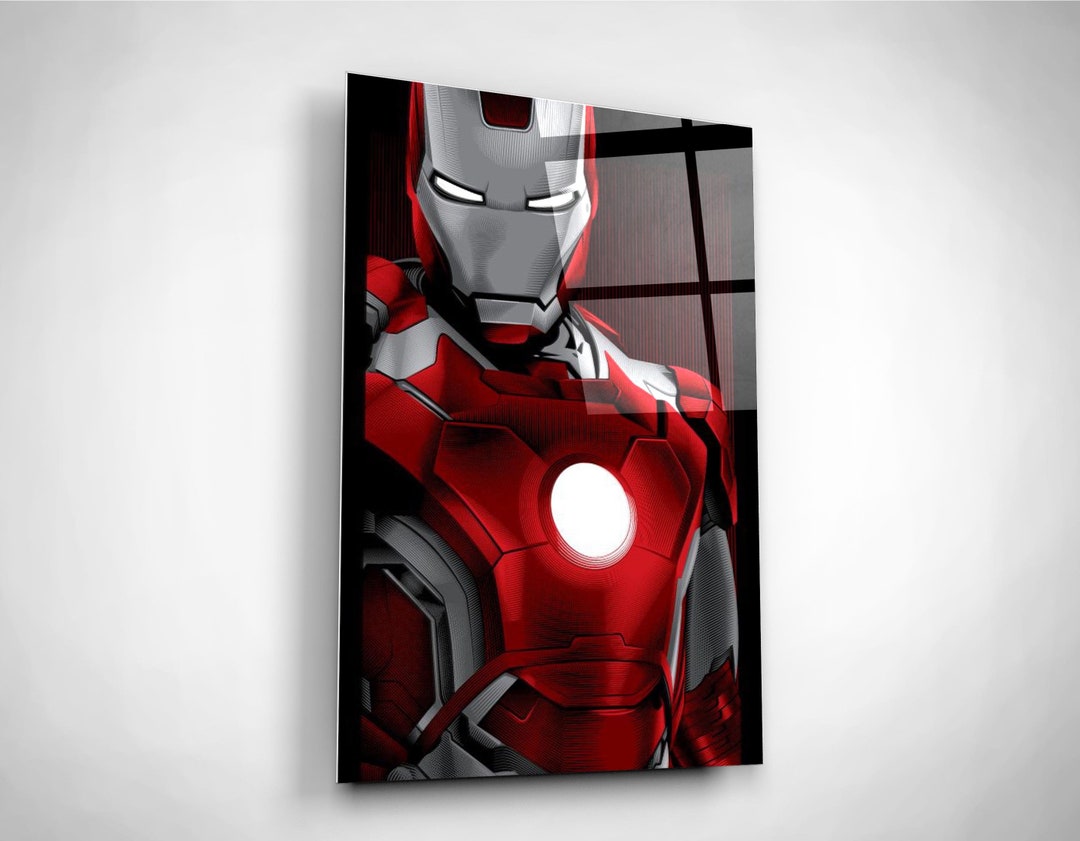 Iron Man Wall Art, Tempered Glass Print, Marvels Comics Art, Glass ...