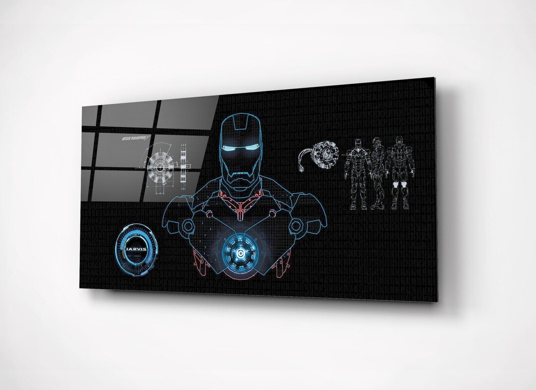 Jarvis Suit Wall Art, Avengers Superhero Print, Glass Marvels Comics ...