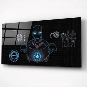 Jarvis Suit Wall Art, Avengers Superhero Print, Glass Marvels Comics ...